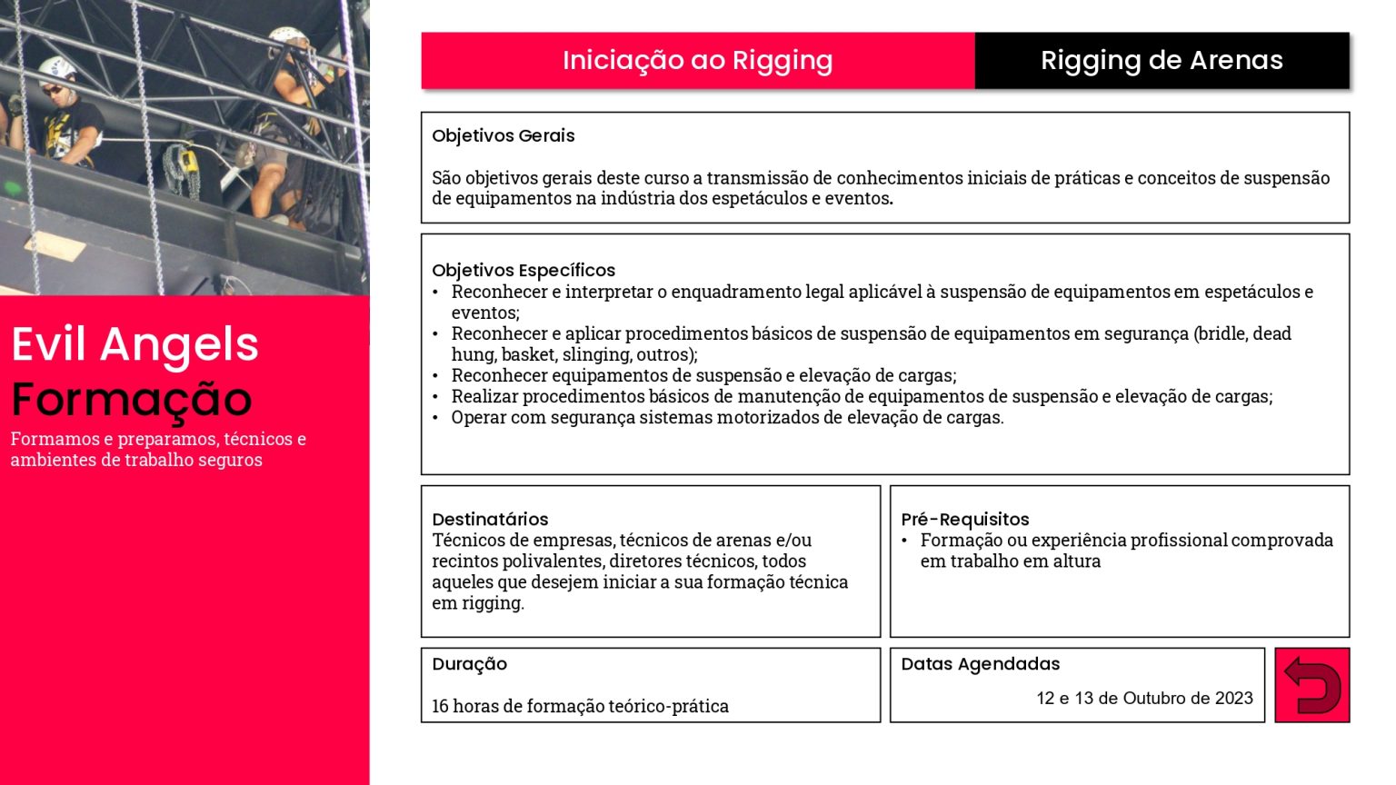 Initiation to Arena Rigging - Lisbon (October 12 and 13, 2023) - Evil ...